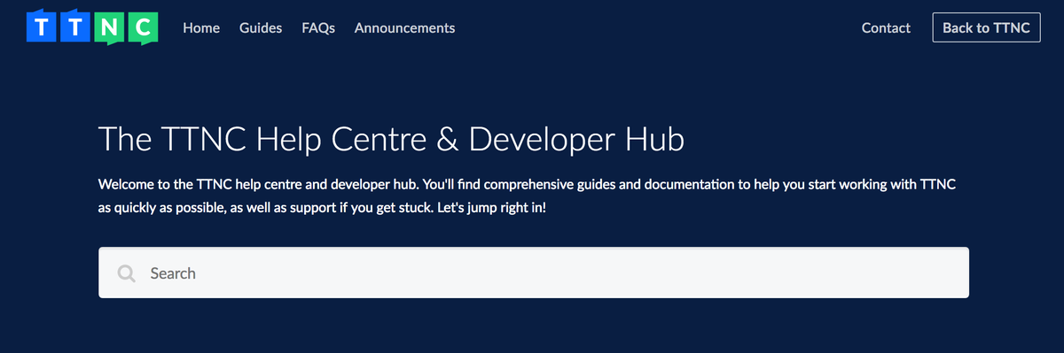 The new TTNC Help Centre & Developer Hub is now live